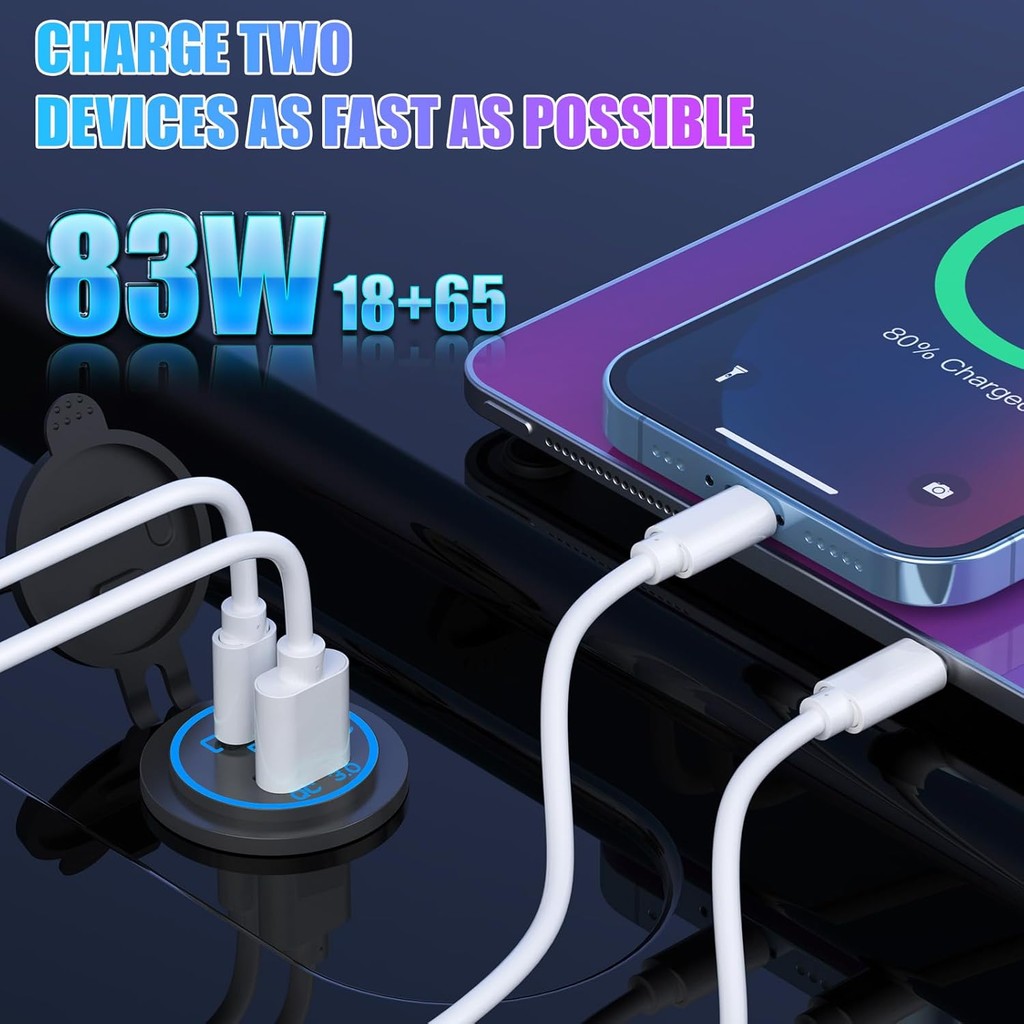 Boostable 12V USB C Outlet 65W PD3.0 Port and 18W Quick Charge 3.0 Car ...