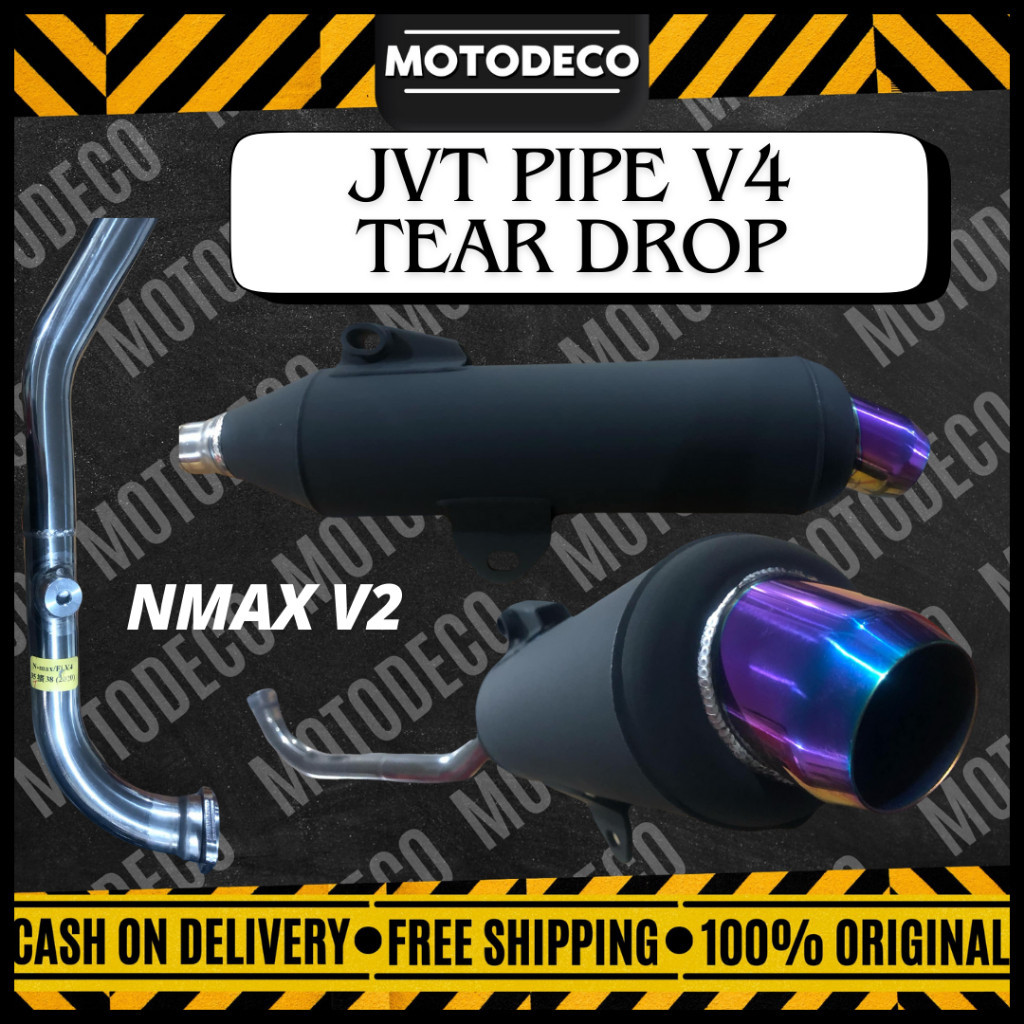 JVT PIPE V4 FOR NMAX V2 Aerox v2 35-38mm SHARK TIP/ TEAR DROP/ | Shopee ...