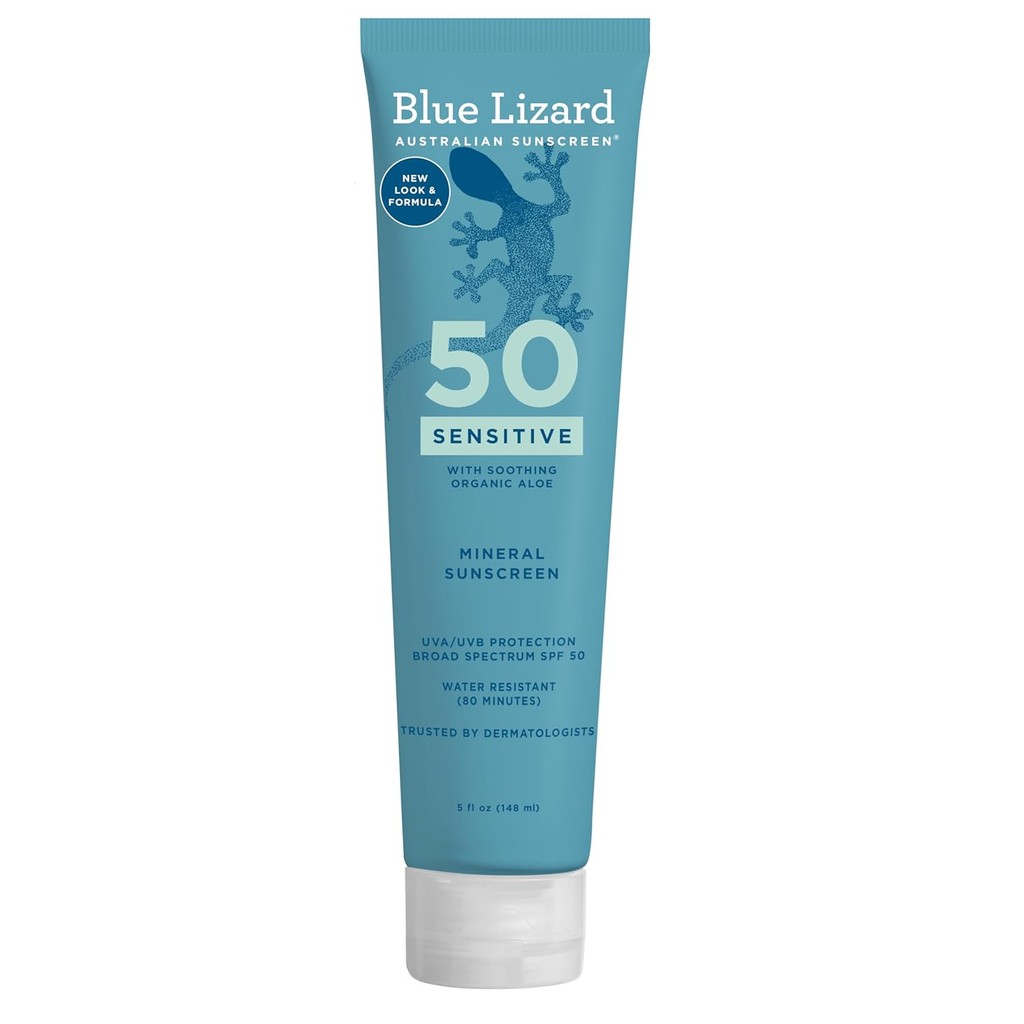 BLUE LIZARD Sensitive Mineral Sunscreen with Zinc Oxide 50+ Water ...