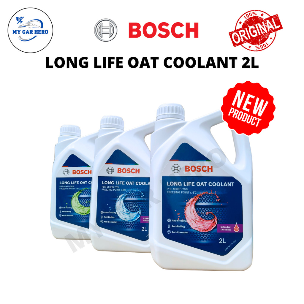 BOSCH Long Life OAT Coolant 2L Red Green Blue Coolant Bosch Kereta ...