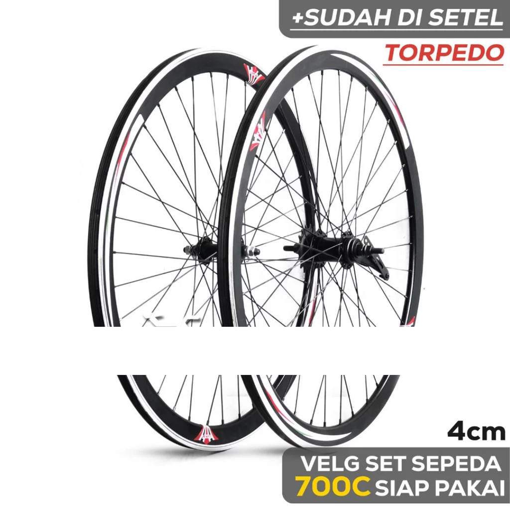 Wheelset Bicycle Rims Size 700c 4cm Alloy Black Torpedo Rims Sier ...