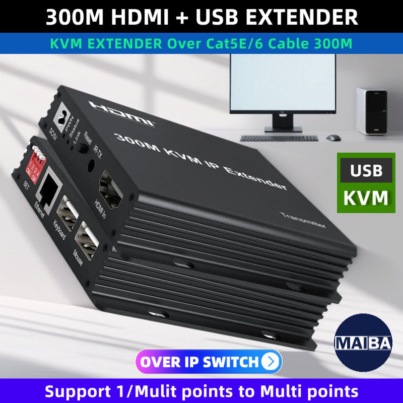 300M 984FT HDMI KVM Extender Via Cat5e/6 Cable HDMI USB Extender 300m ...