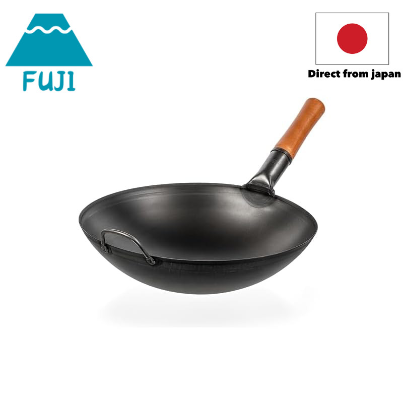 YOSUKATA Carbon Steel Wok - 14 Inch Stir Fry Pan - Round Bottom ...