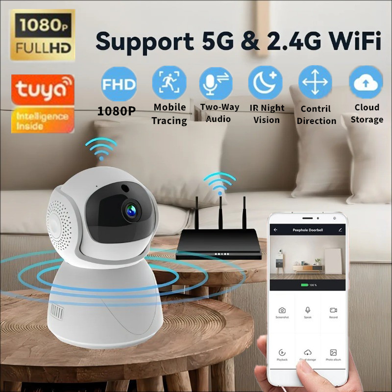 Tuya WiFi 1080P FHD CCTV Camera Camera Smart AI Auto Tracking Smart PIR ...