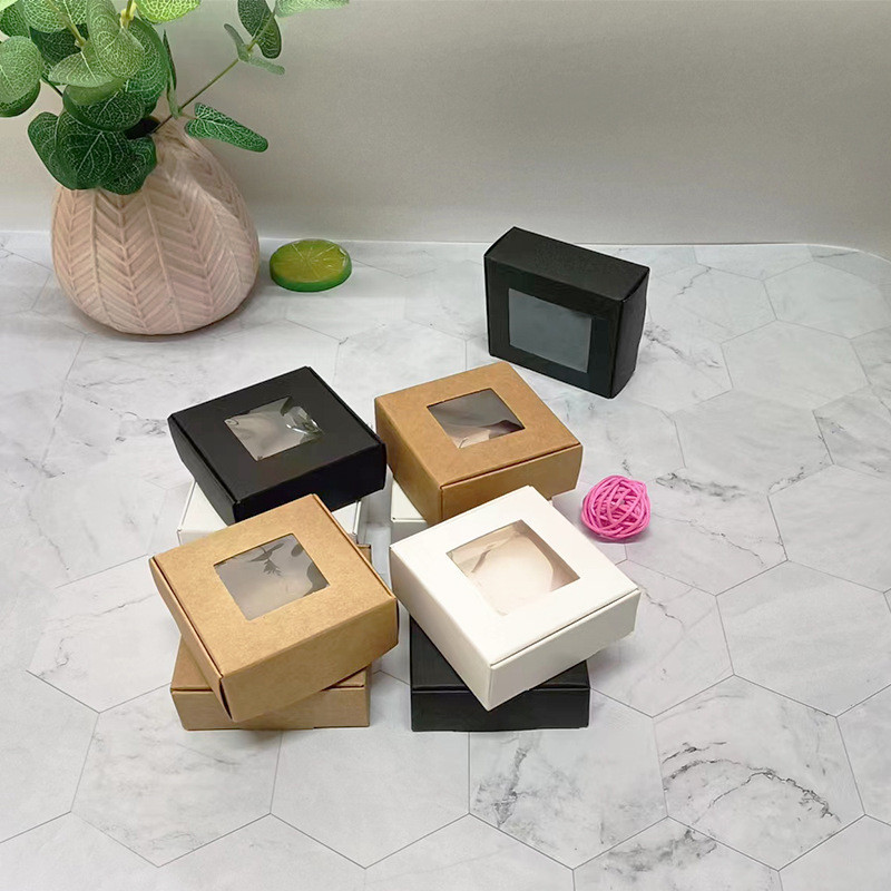 25-50pcs Kraft Paper Gift Box with Transparent Window | Jewelry Candy ...