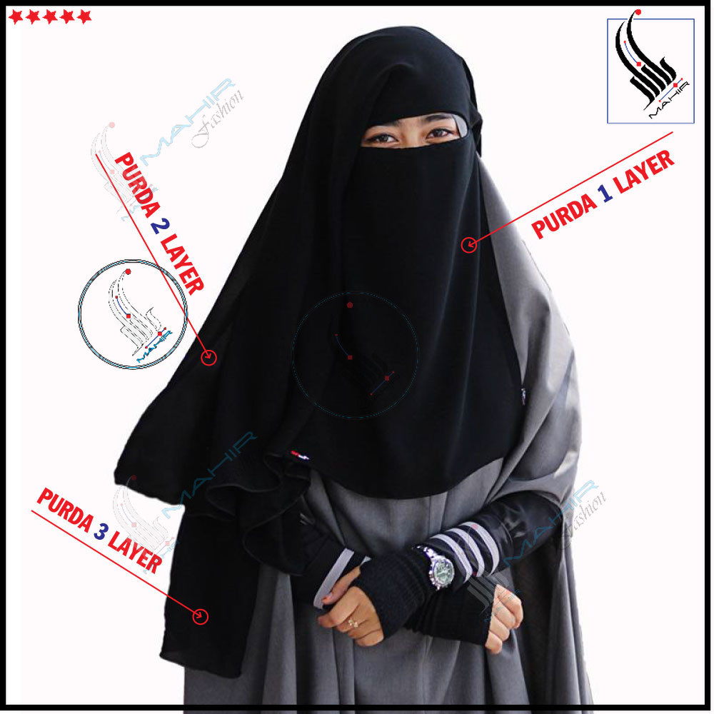 Purdah 3 LAYER Umrah Niqab Purdah Niqab Muslimah || Viral NIQAB purdah ...