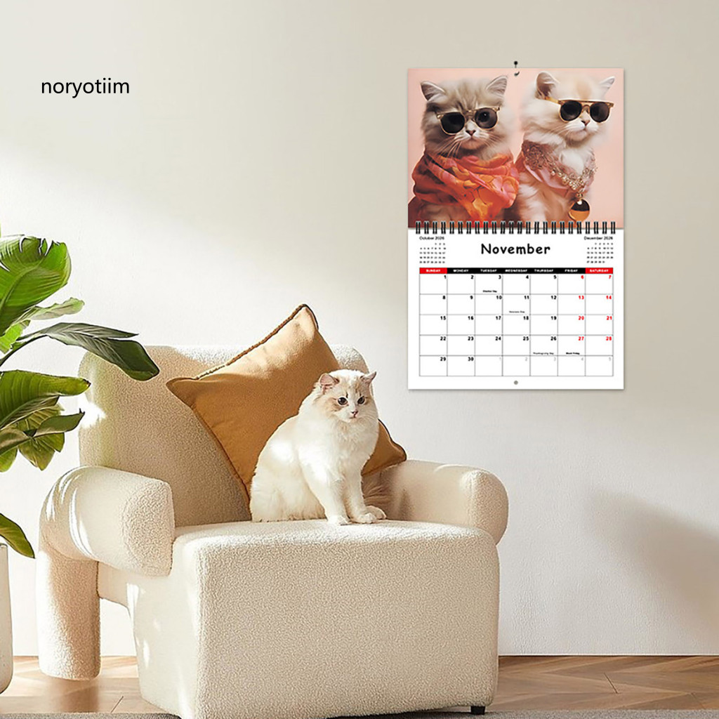 NOR Bright Colors Cat Calendar 2026 Funny Cat Memes Wall Calendar Cute ...