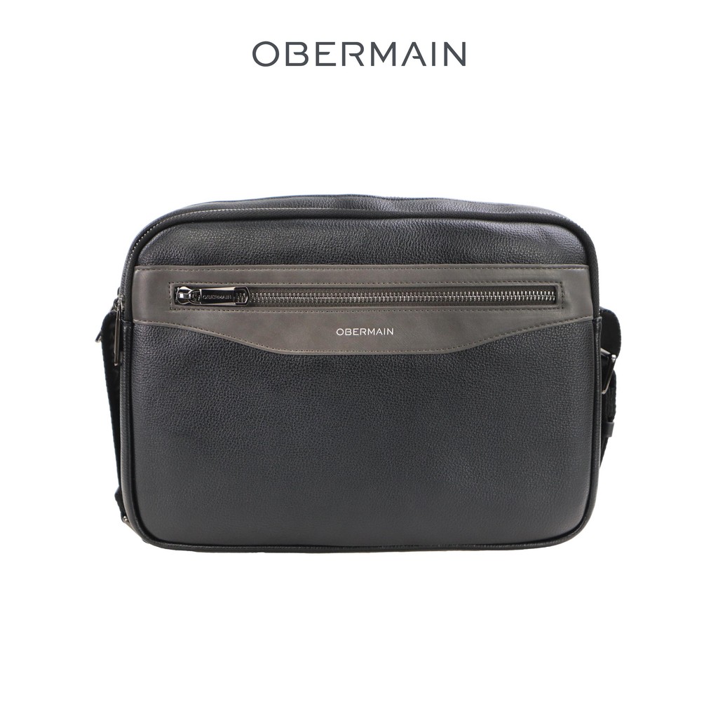 OBERMAIN Men's Messenger Bag / Synthetic Leather / Black / OBC501P1 ...
