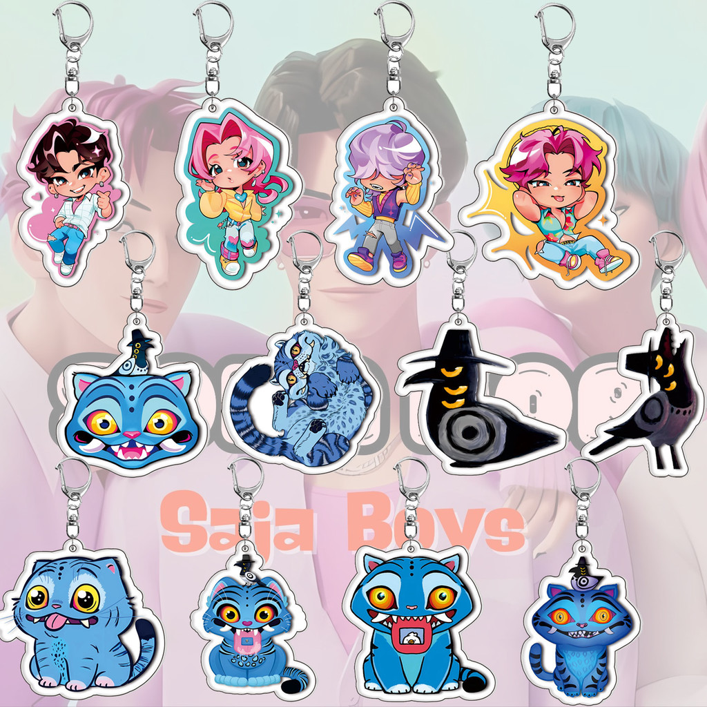 NEW Acrylic Kpop Demon Hunters Huntrix Saja Boys Keychains Rumi Zoey Jinu Mira Charm Jewelry ...