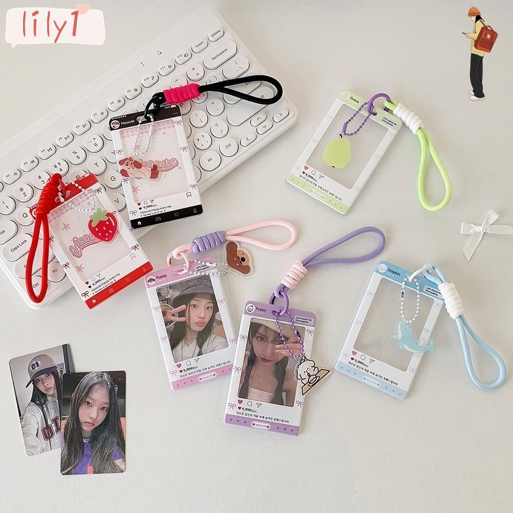 LILY Sliding Keychain Card Holder, Keychains with Transparent Window K ...