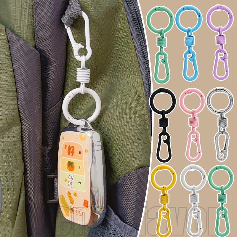5Pcs Candy Color Metal Spring Keychain - Anti-lost Keychain - Keyring ...
