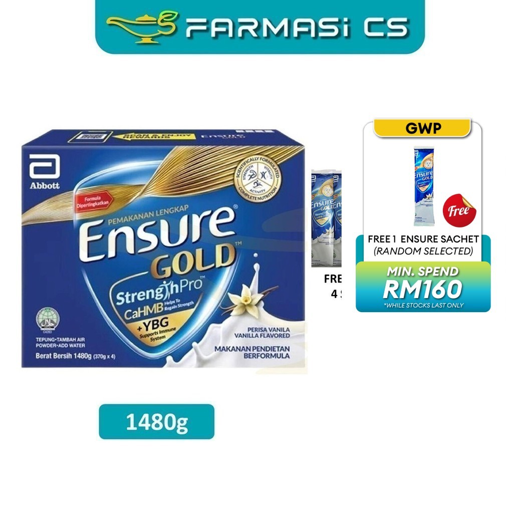 Abbott Ensure Gold Vanilla 1480g EXP:02/2027 FREE 4 sachets [ milk ...