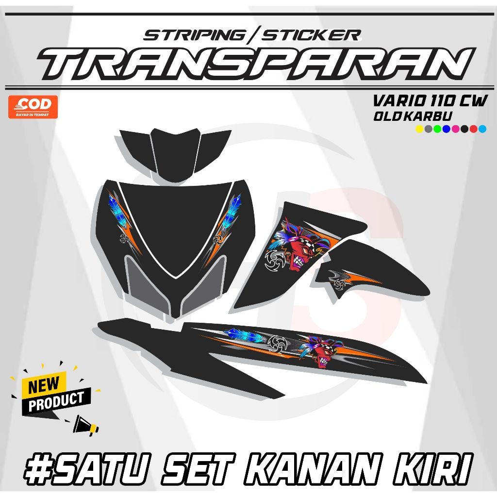 TRANSPARENT STRIPING STICKER FOR HONDA VARIO CW OLD CARBON MOTORCYCLE ...