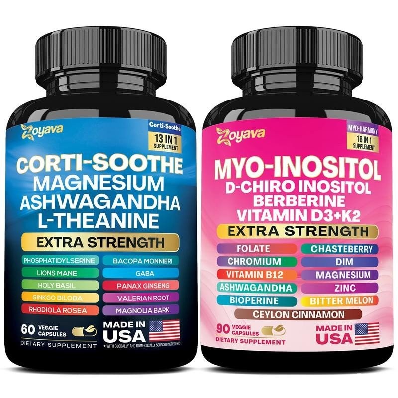 he & ooth Bundle - Zoyava Cortisol and Myo-Inositol All-in-One Dietary ...