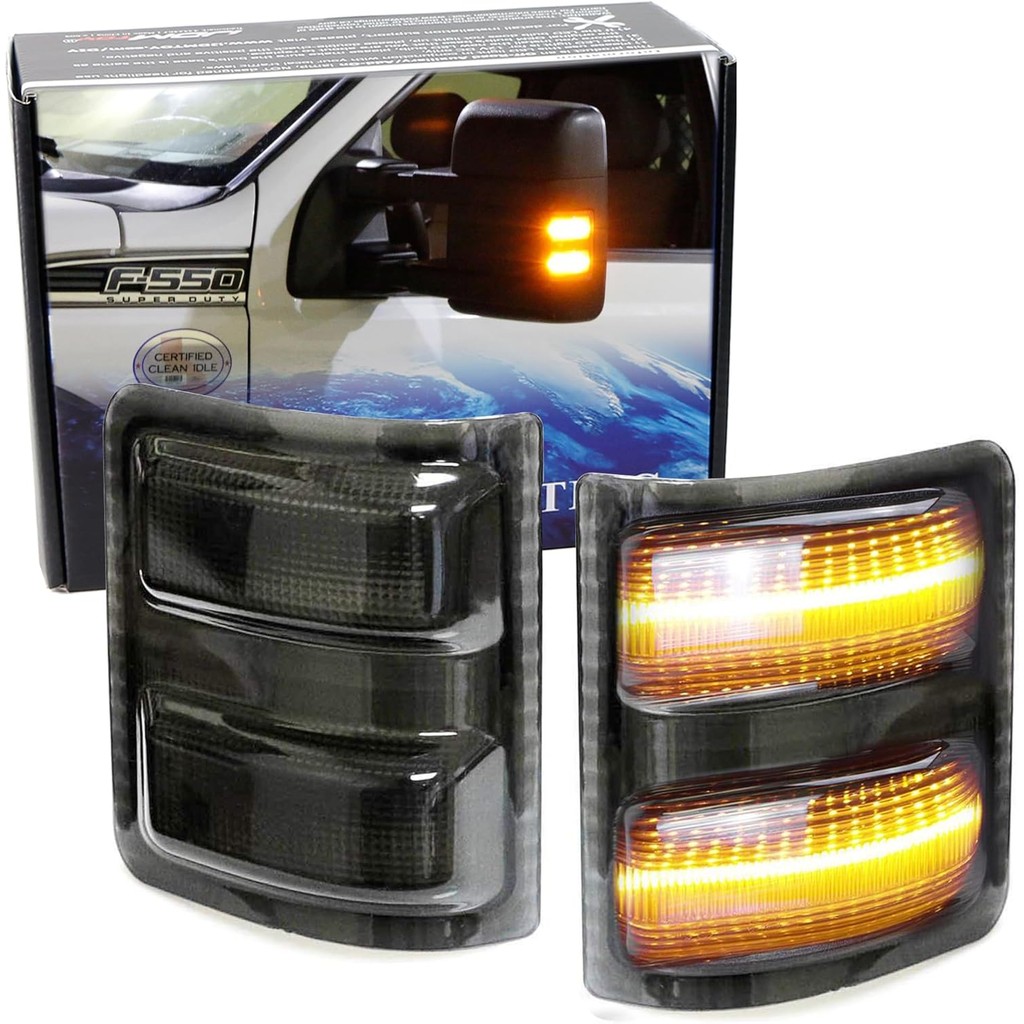 iJDMTOY Smoked Lens Amber LED Side Mirror Marker Lamps Compatible With ...