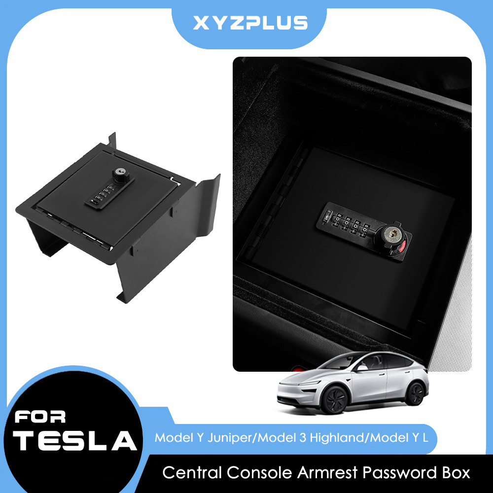 For Tesla Model Y Juniper Center Console Safe Lock Box Lockbox With 4 ...