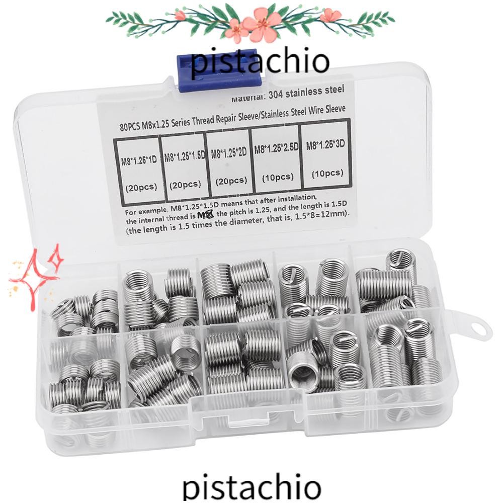 PISTACHIO 80PCS Threaded Inserts, Stainless Steel Coiled Wire Spiral Helical Thread Insertion ...