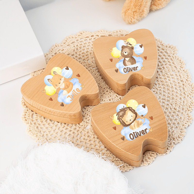 Personalized customization of cute animal tooth fairy boxes, baby tooth ...