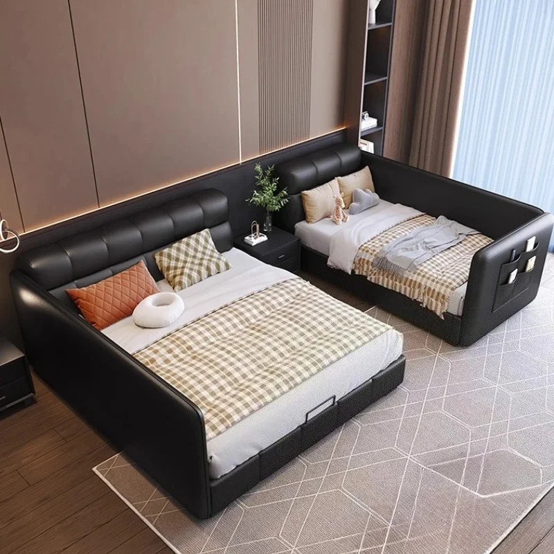 Leather Parent Child King Bed Set Convertible Sectionals Fence Bed King ...