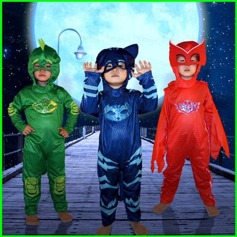 YB1 PJ Masks Cosplay Costume Catboy Owlette Gekko Kids Coat Tops ...