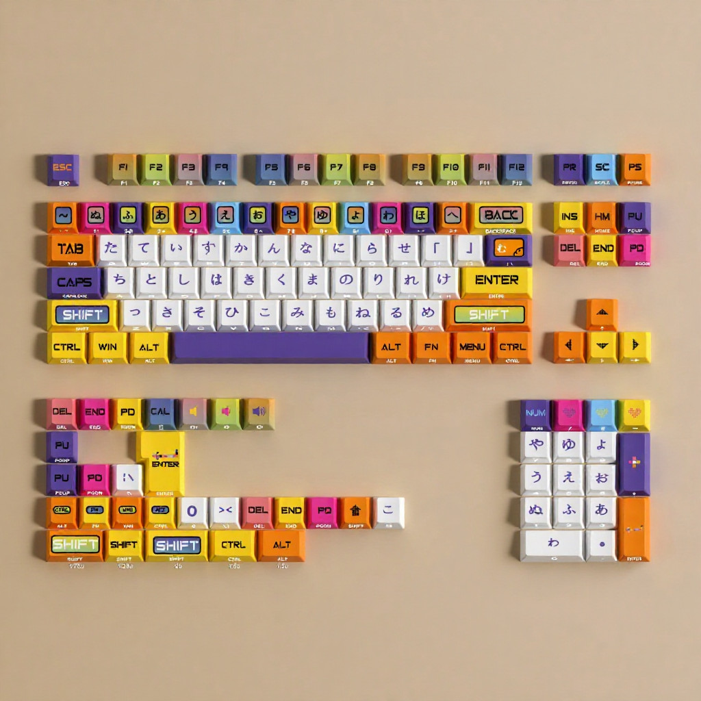 Cartoon Dual-Engraved Translucent PBT Keycaps - Height, Full Set with ...