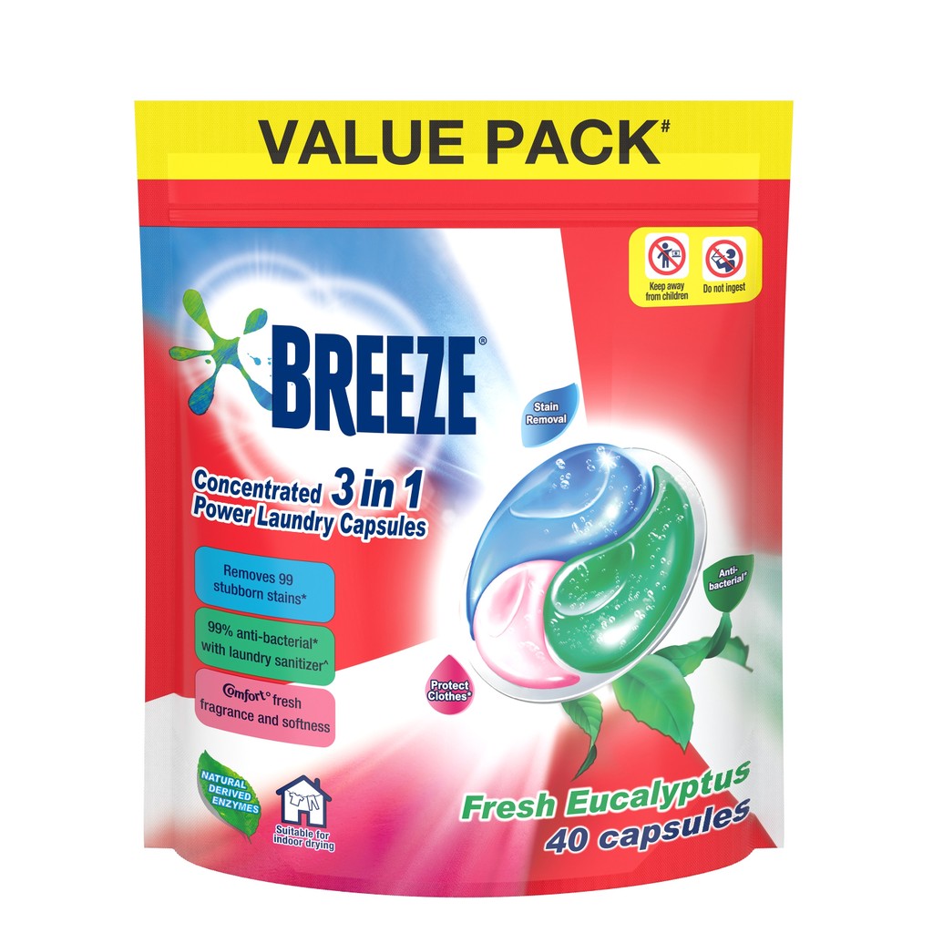 Breeze 3In1 Capsules Eucalyptus 40s | Shopee Singapore
