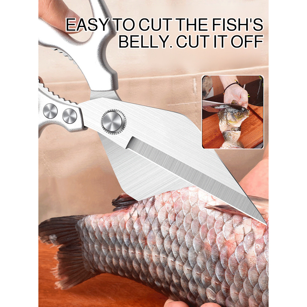 Household Stainless Steel Multi-purpose Scissors/Strong Multi-functional Kitchen Cooking Fish ...