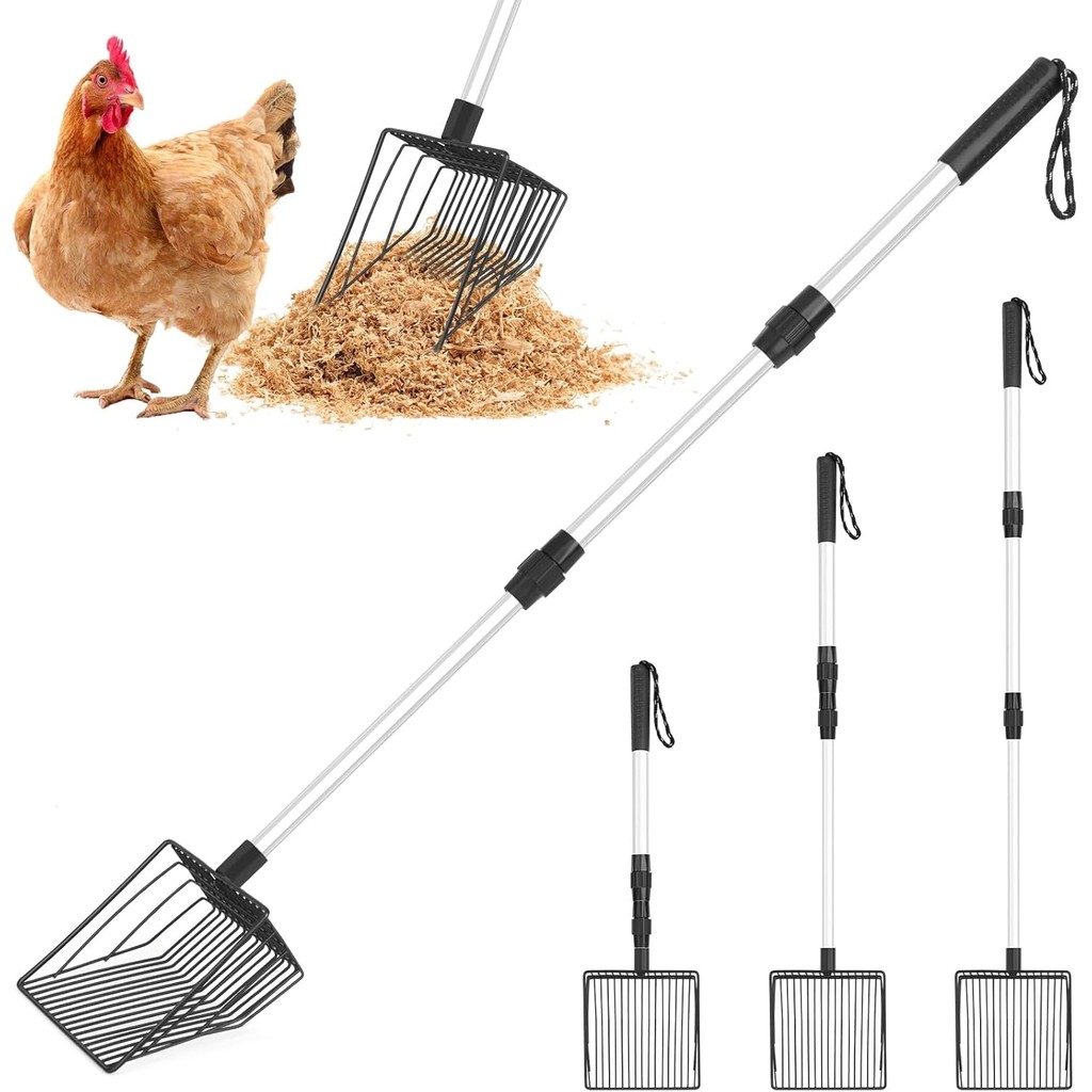 Chicken Poop Scooper, 3 in 1 Adjustable 23" to 42" Chicken Coop Litter ...