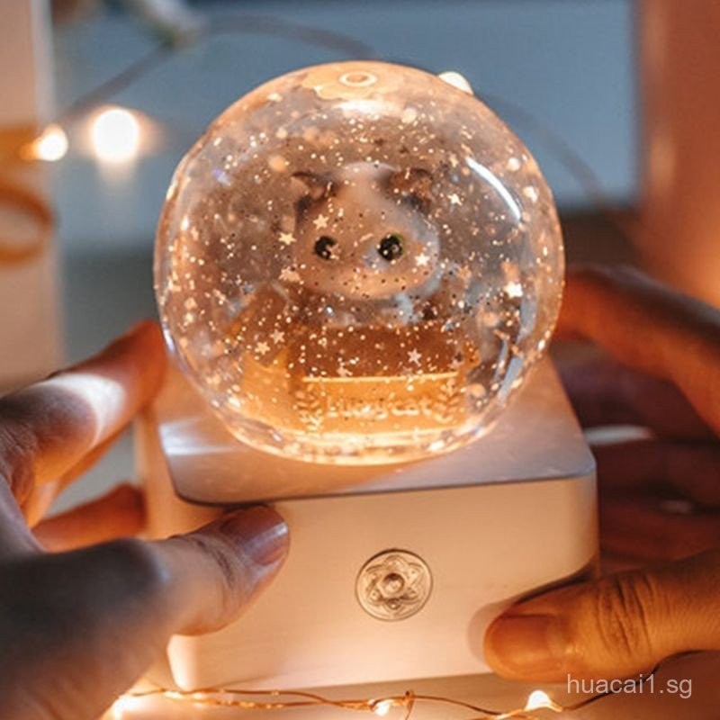 Small Crystal Ball Snow Automatic Snow Music Box Children's Birthday ...