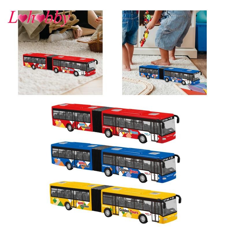 Lohobby Pull Back Long Bus Model Two Section Articulated Bus Toy ...