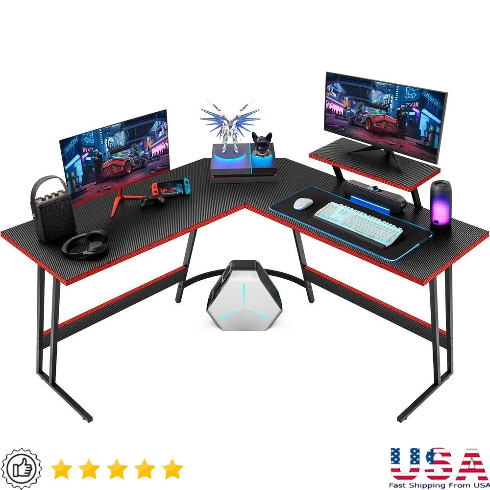 [NEW] Gaming Desk L Shaped Large Monitor Riser Stand Carbon Fiber Z ...