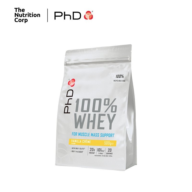 PhD 100% Whey Protein Powder 500g, Grass Fed Whey Protein, Rich in ...