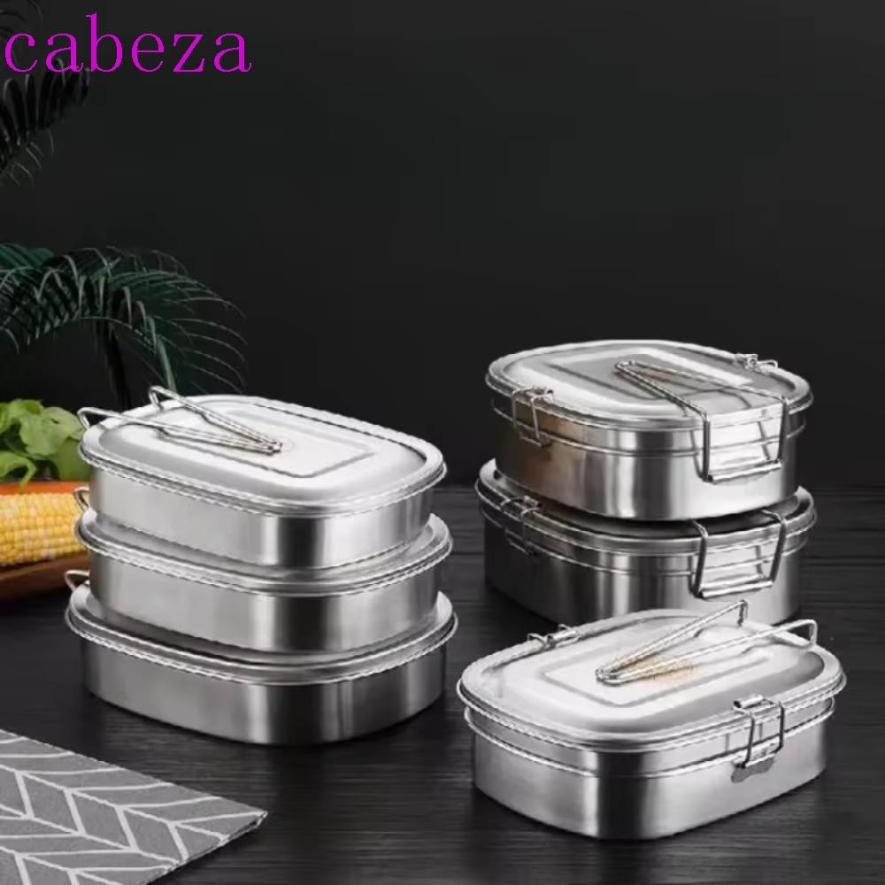 CABEZA Stainless Steel Lunch Box, Rectangular Foldable Handle Food ...