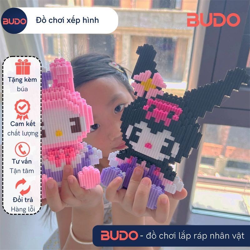 Mini Block Assembly Model bag kuromi and melody sitting 19cm mini nano ...