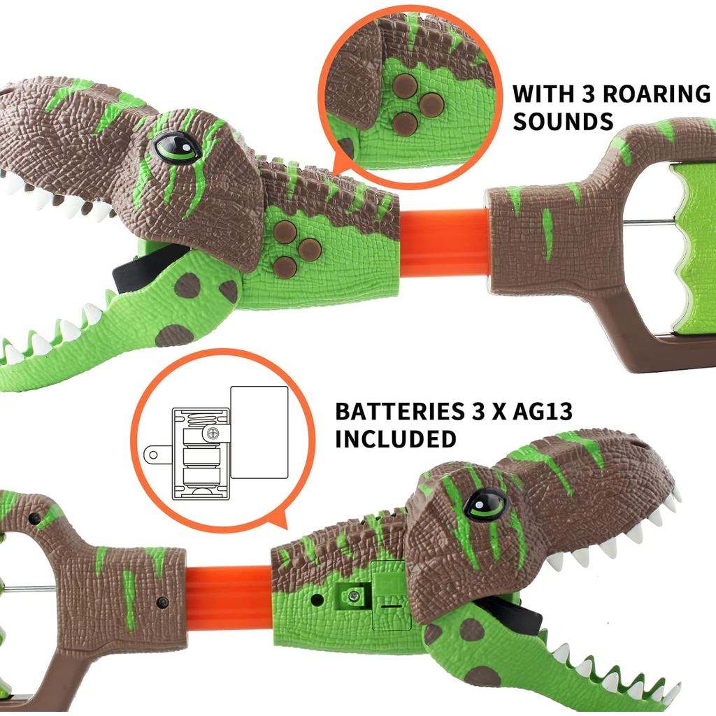 DINOBROS Dinosaur Toy, Chomper with 3 Roar Sounds Light, T-Rex Grabber ...