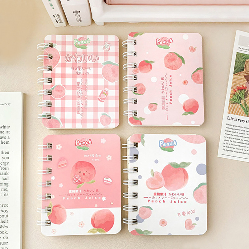 80 Sheets Lovely Cartoon Peach Series Notebook Student Portable Coil ...