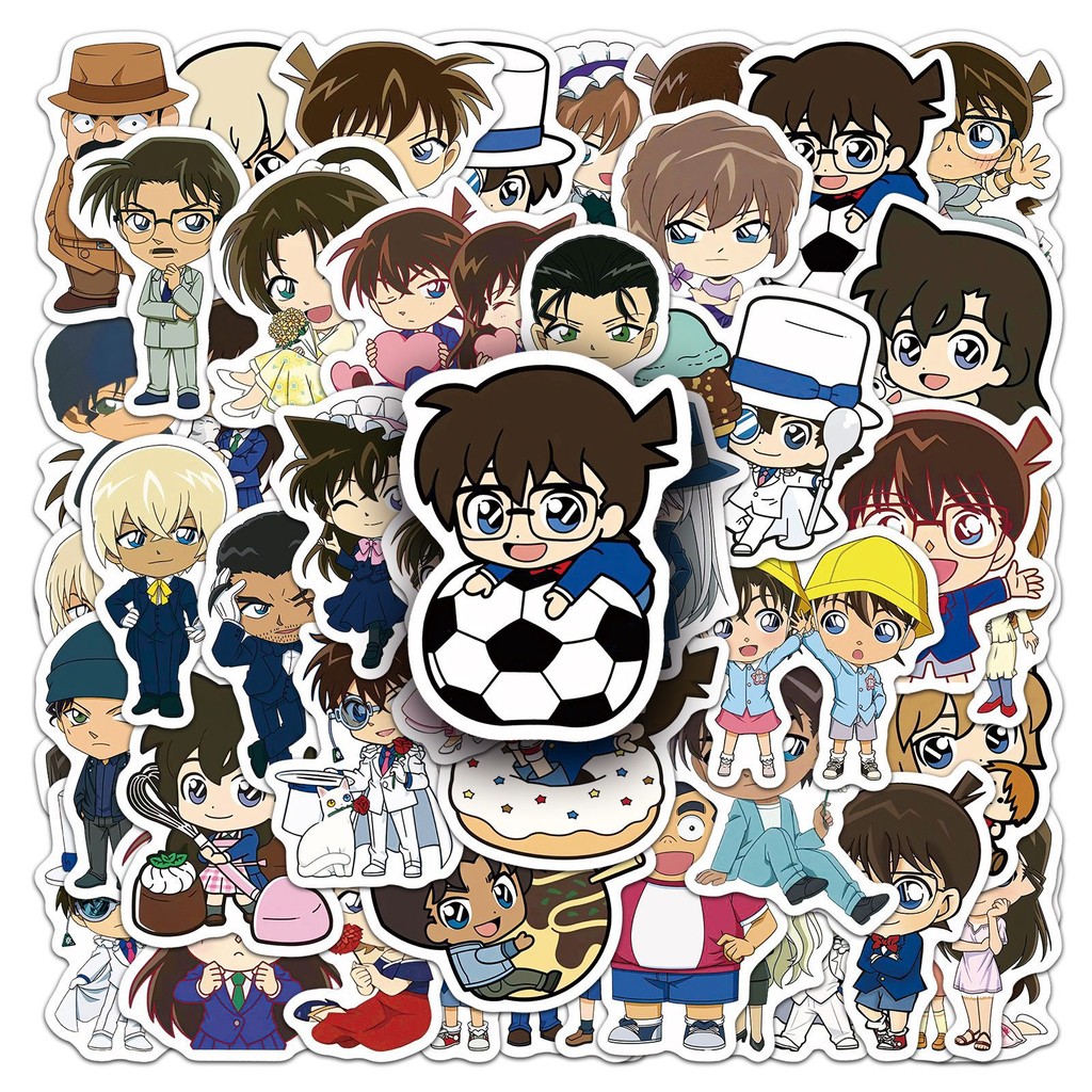 50pcs Detective Conan Anime Stickers Cartoon Decals Waterproof Graffiti ...