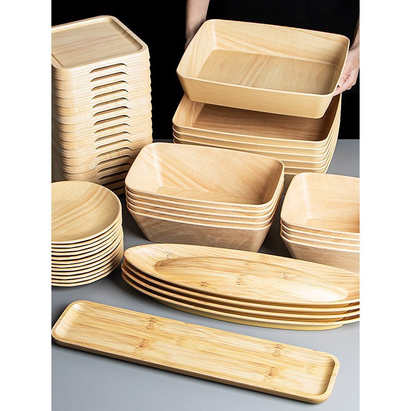 Melamine Wood Grain Sukiyaki Hot Pot Buffet Dish Display Plate ...