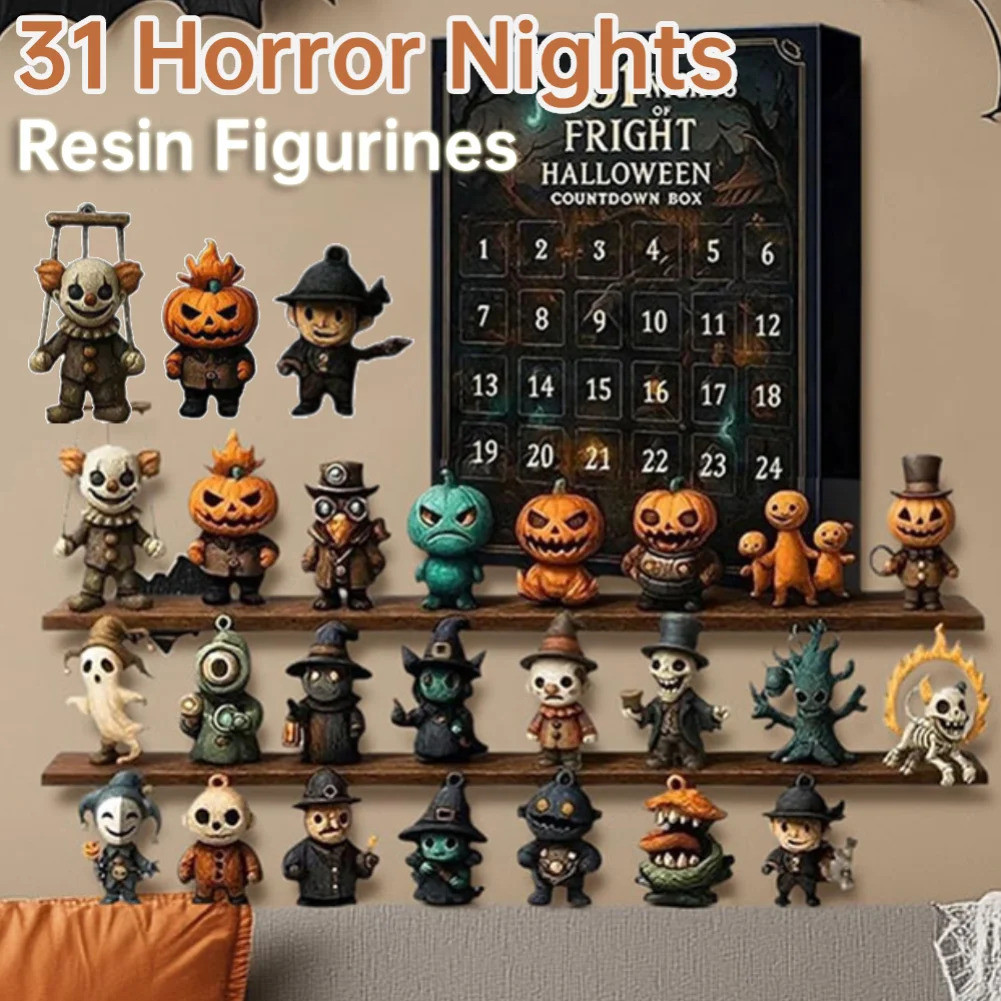 7/15/31 Nights Of Fright Halloween Countdown Box With Figurines Scary ...