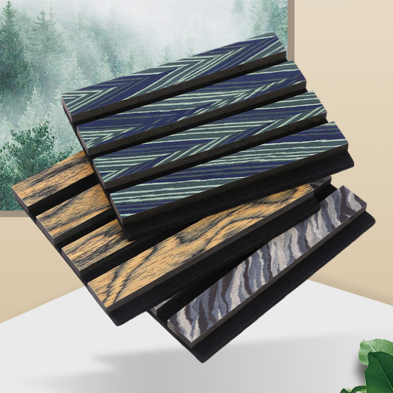 Wooden slat polyester fibre acoustic panels with embossed wood grain ...
