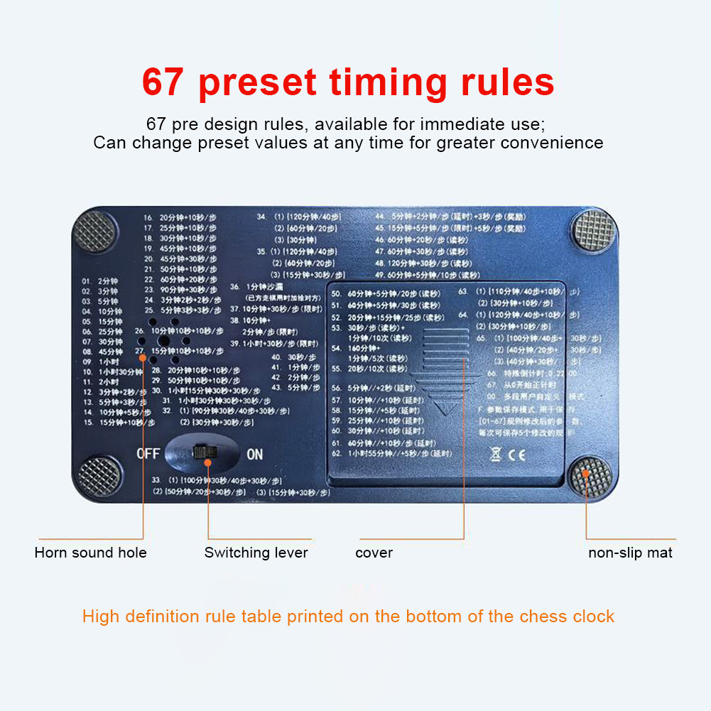 Chess Digital Timer USB Charging Chess Games Timer with Delayed ...