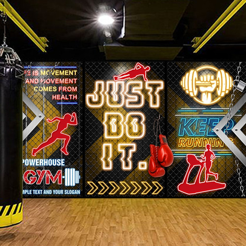 Gym Wallpaper Industrial Style Inspirational Mural Boxing Fighting Hall ...