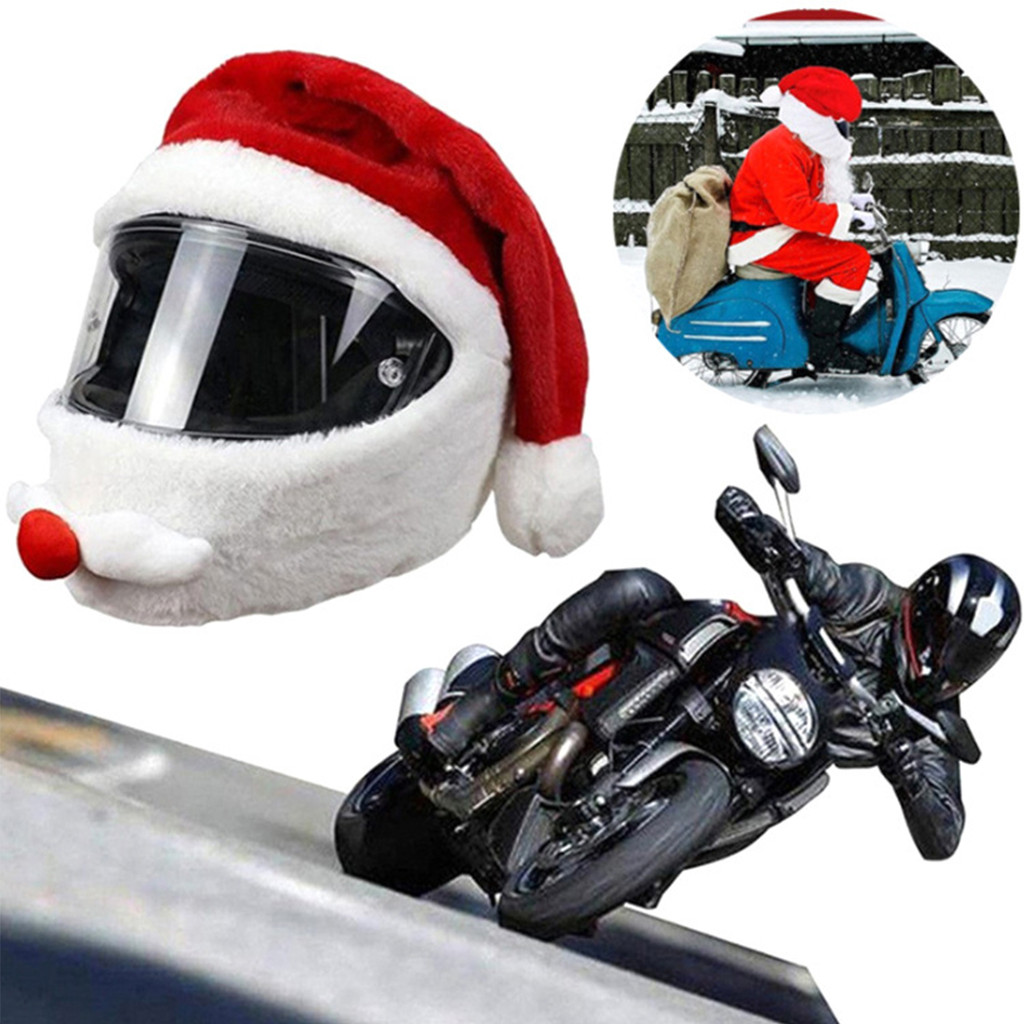 【Llittlesunla】Universal Motorcycle Christmas Helmet Cover Cartoon Elk ...