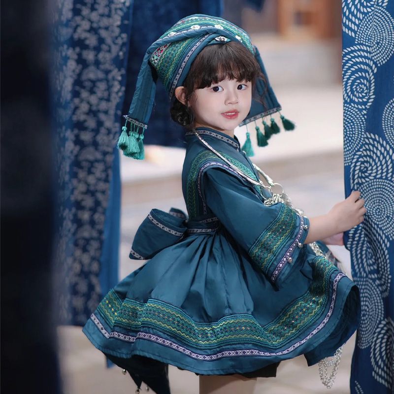 Girls Minority Ethnic Costumes Children Hani Ethnic Miao Ethnic Buyi ...