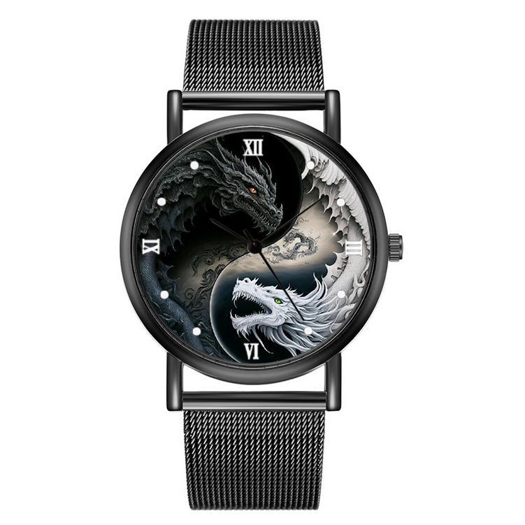 Steel Mesh Band Yin Yang Watch Tai Chi Student Two Instruments Two ...