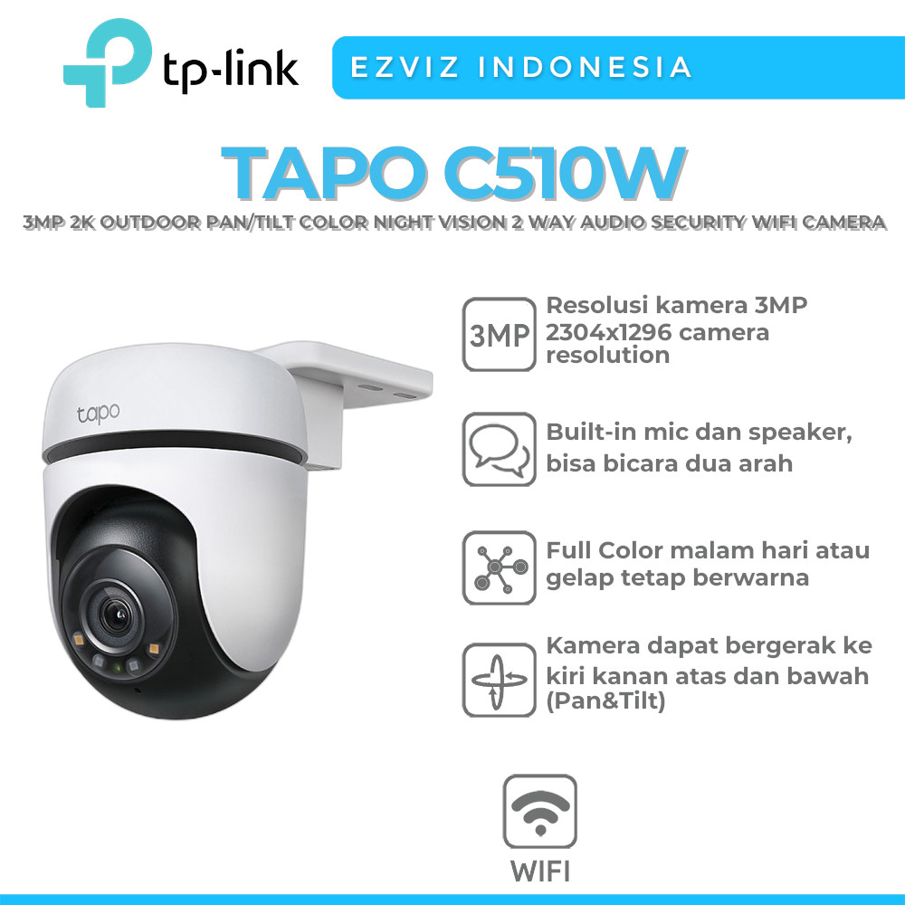 TP-LINK TAPO C510W 3MP 2K OUTDOOR PAN/TILT COLOR NIGHT VISION 2 WAY ...