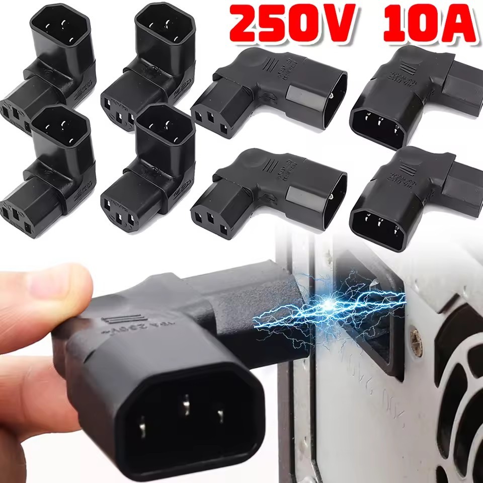 1/4Pcs IEC 320 C14 To C13 Left Right Angle AC Adapter - Down Up Angle ...