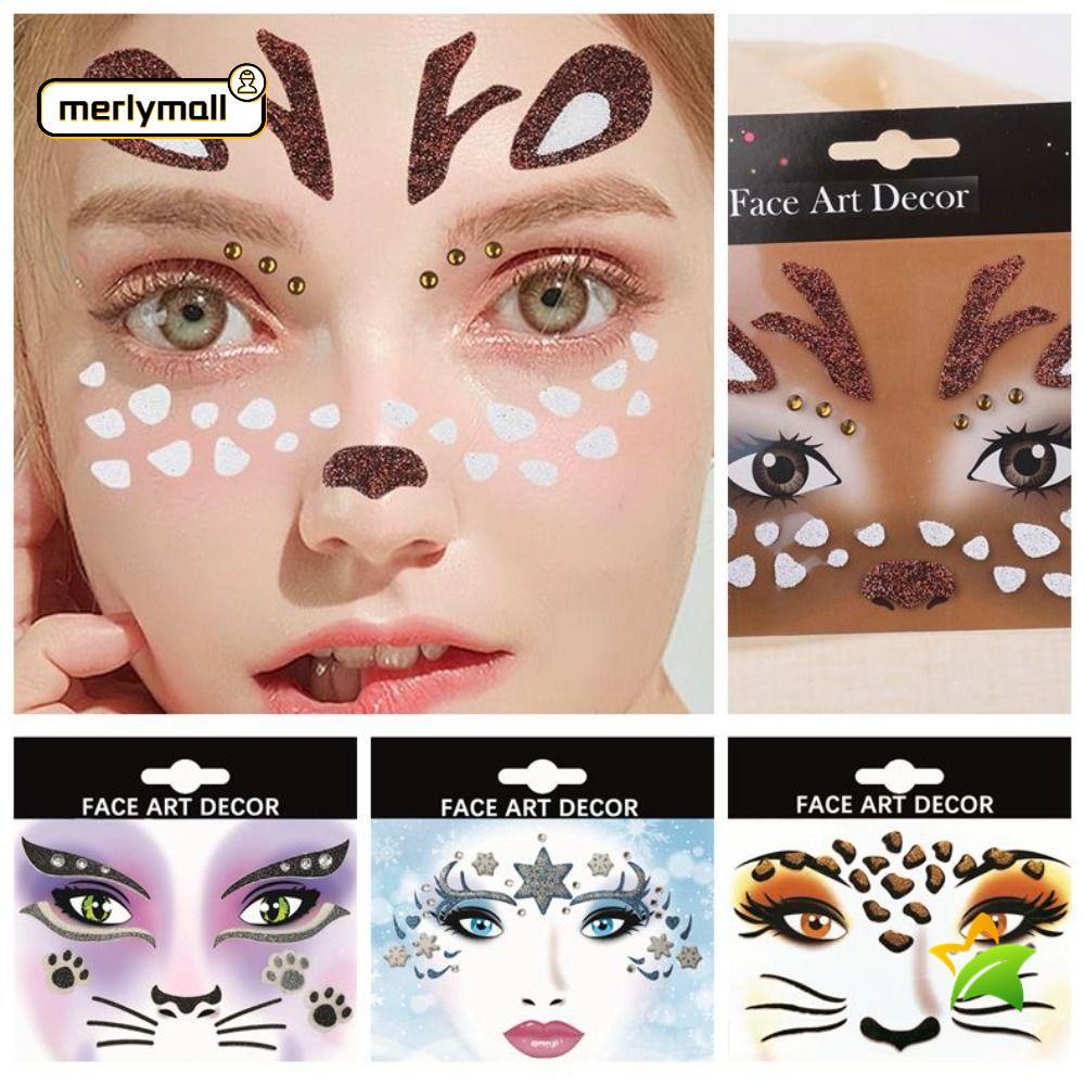 MERLYMALL Animal Face Sticker, Makeup Party Cosplay Decoration Self ...