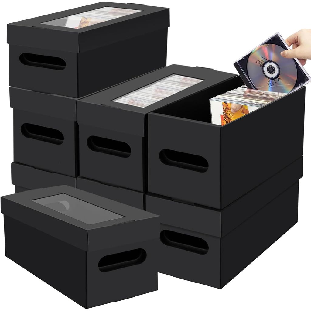 AOBOPLE CD Storage Boxes,8 Pack CD Case Storage,Cardboard CD Case ...
