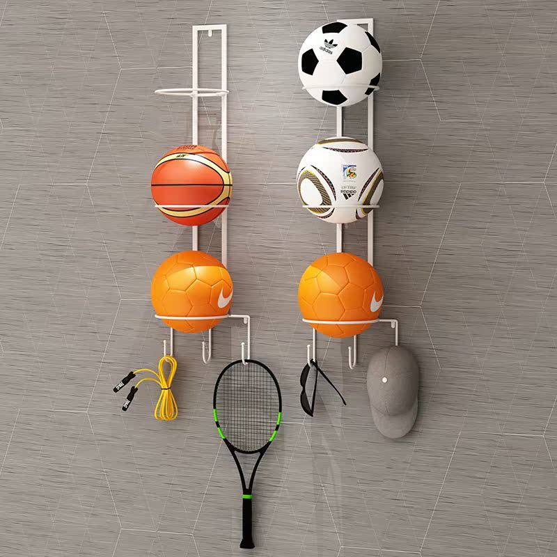Wall Nail-Free Basketball Rack Multi-Layer Football Storage Rack Wall ...